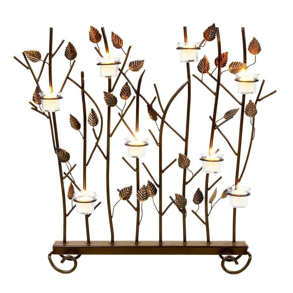 ACHLA DESIGNS Roman 26 in. Tall Bronze and Gold 1-Panel Rustic Summer ...