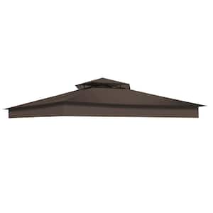 Zeus & Ruta 10 ft. x 10 ft. Brown Gazebo Canopy Top Replacement 2 Tier ...