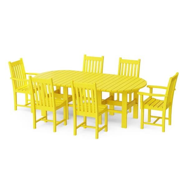 Wildridge Classic Lemon Yellow 7-Piece HDPE Plastic Outdoor Patio ...