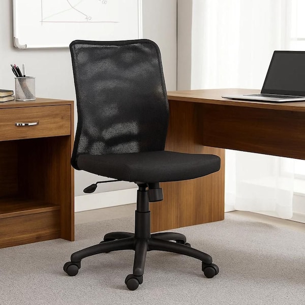 Benjara Lene Mesh Rolling Task Chair in Black without Arms BM344586 - The Home Depot