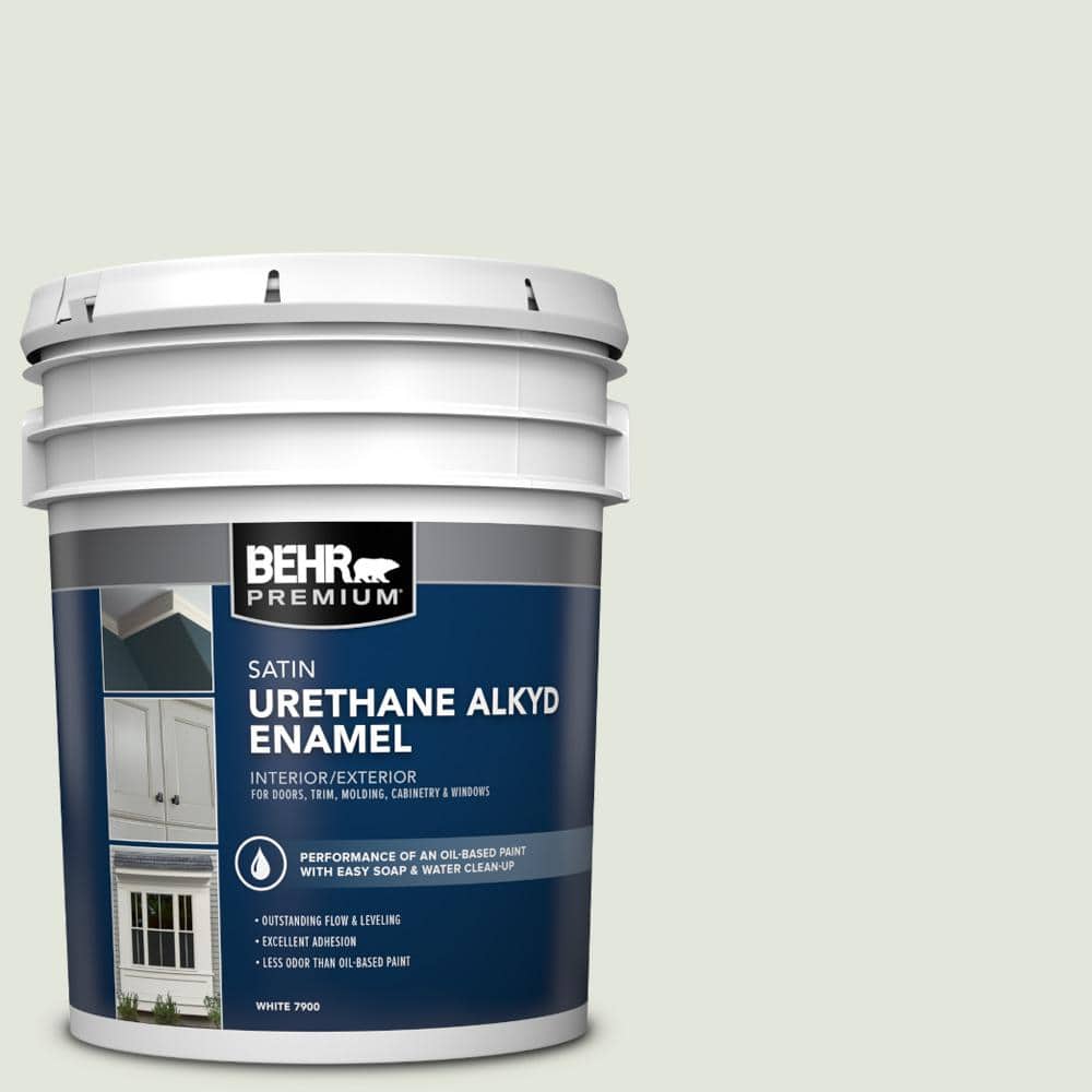 BEHR PREMIUM 5 gal. #BL-W06 Whispering Waterfall Urethane Alkyd Satin ...