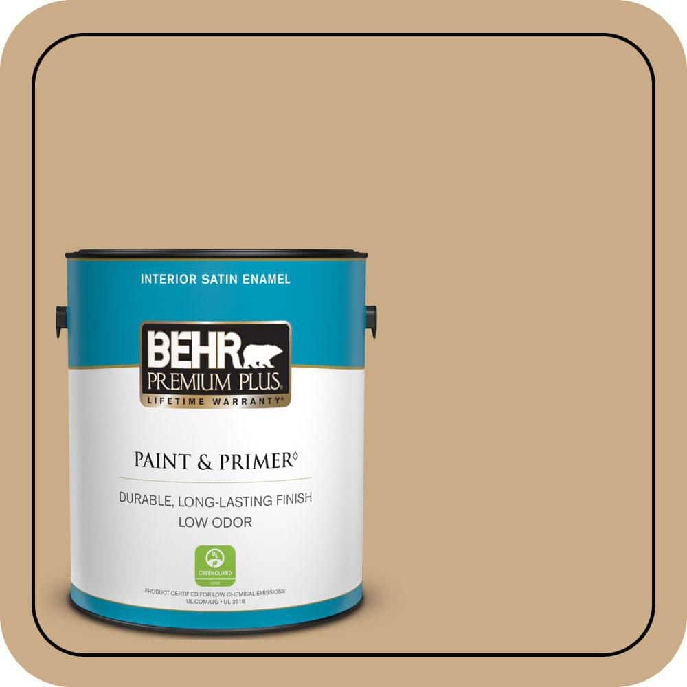 BEHR PREMIUM PLUS 1 gal. #N280-4 Perfect Tan Satin Enamel Low Odor ...
