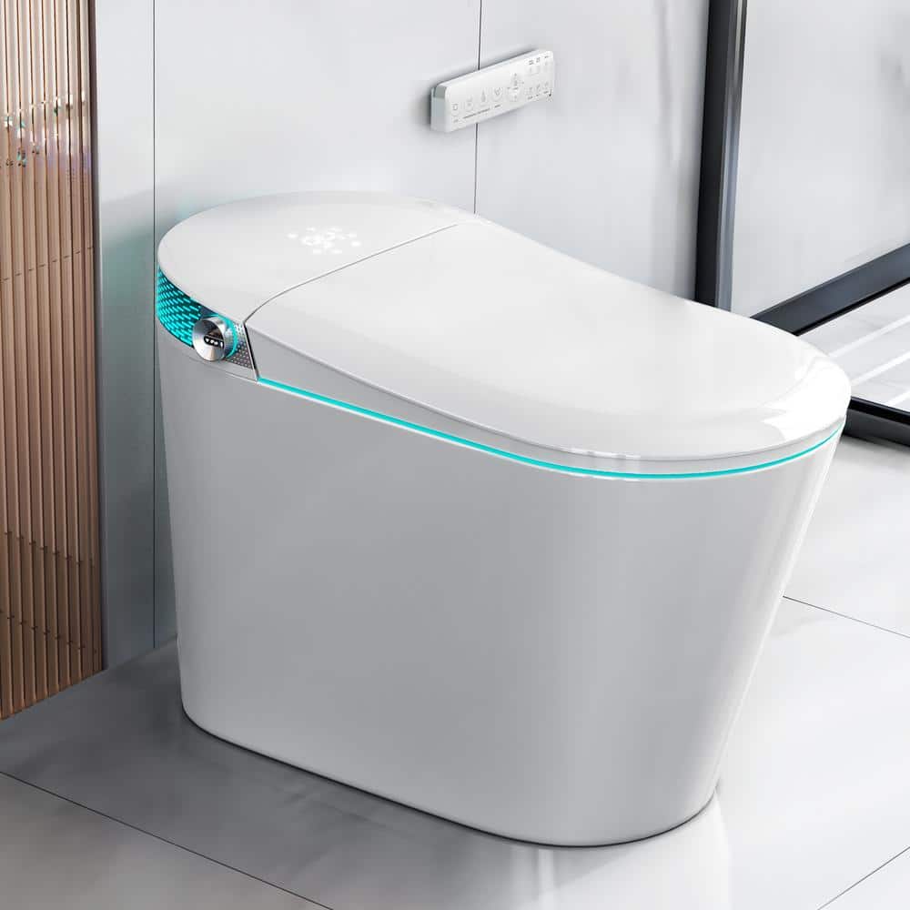 yulika Elongated Smart Toilet 1.28GPF with Heated Bidet Seat Auto Open ...