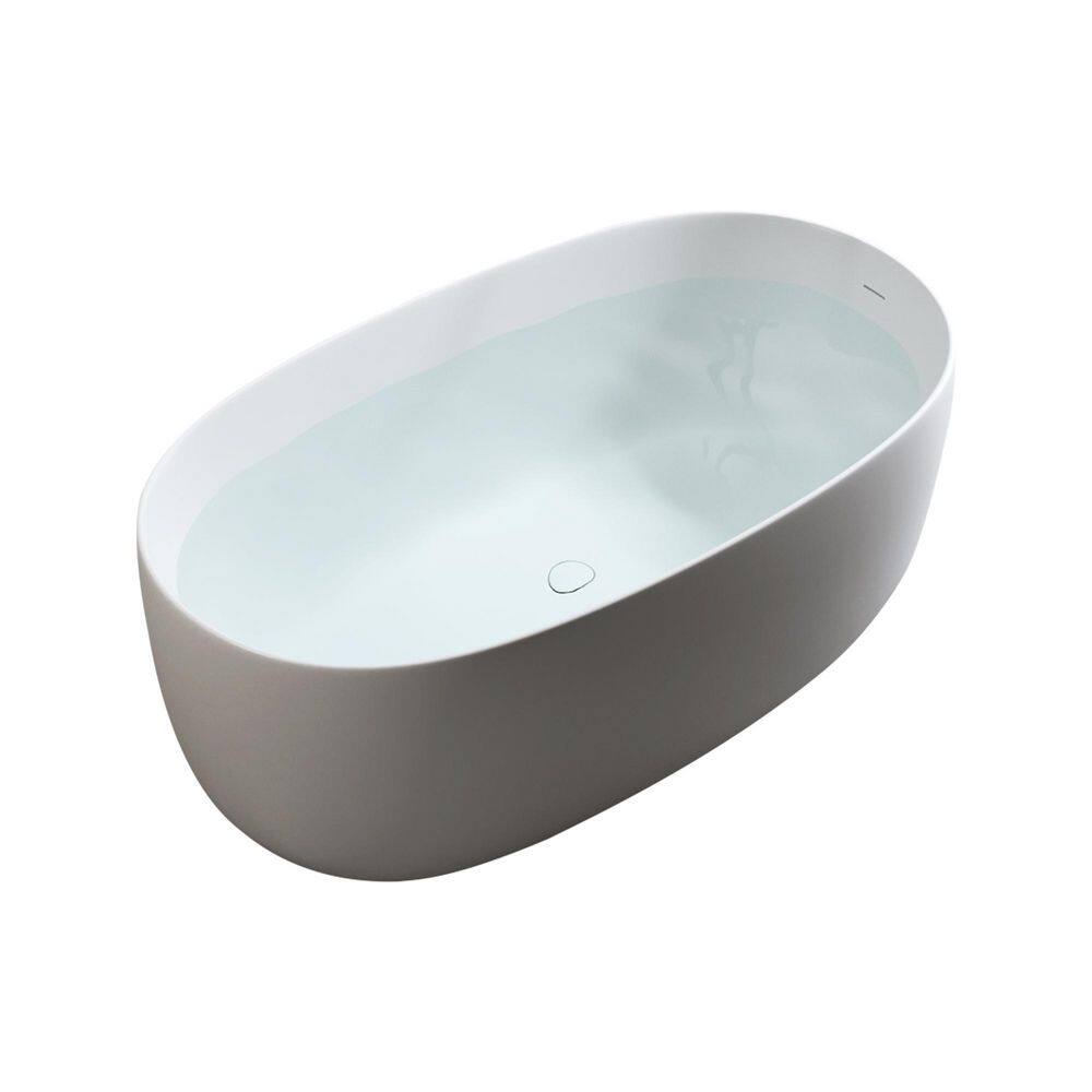 YANTENG LLC H2O Classic 51 in. x 25.6 in. Solid Surface Freestanding ...