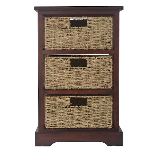 Decor Therapy 3-Basket Acacia Cherry Storage End Table FR6339 - The ...