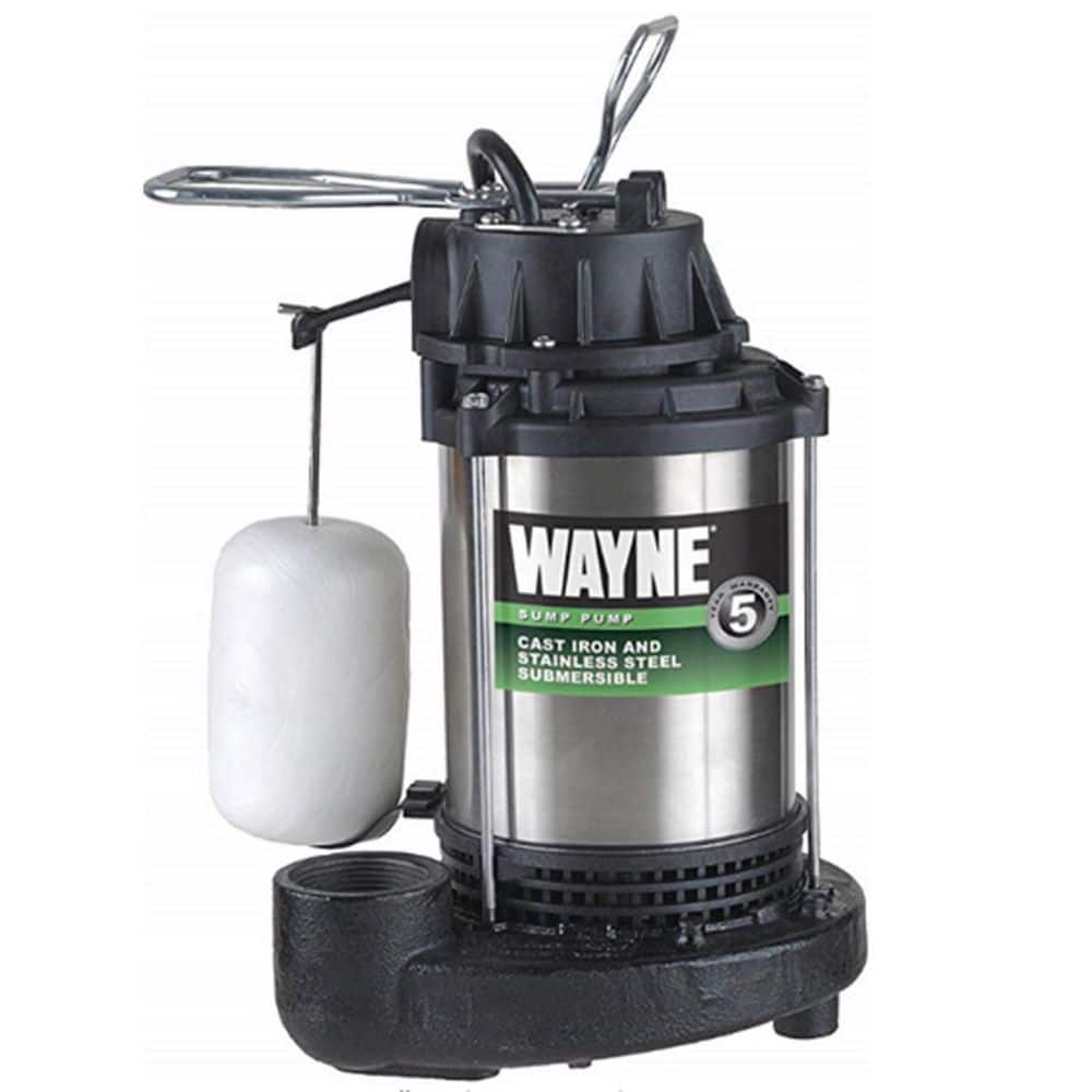 Wayne 1/2 HP 5100 gph Stainless Steel Vertical Float Switch AC Sump ...