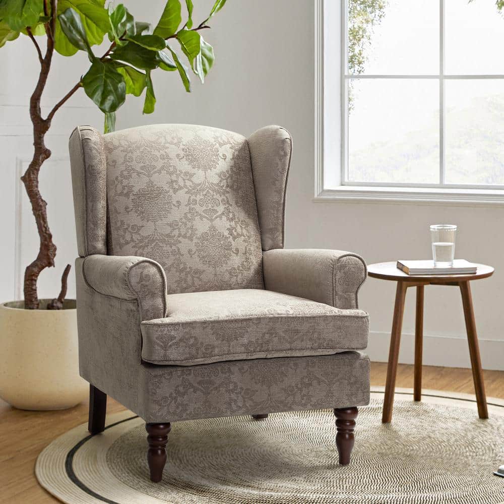 JAYDEN CREATION Daunus Brocade Polyester Arm Chair with Turned Legs ...