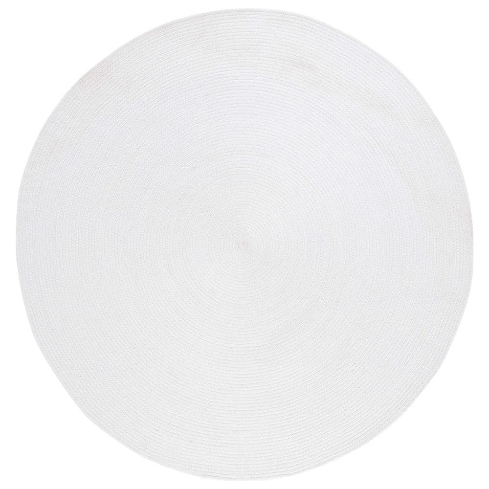 SAFAVIEH Braided White 7 ft. x 7 ft. Abstract Round Area Rug BRD403A-7R ...