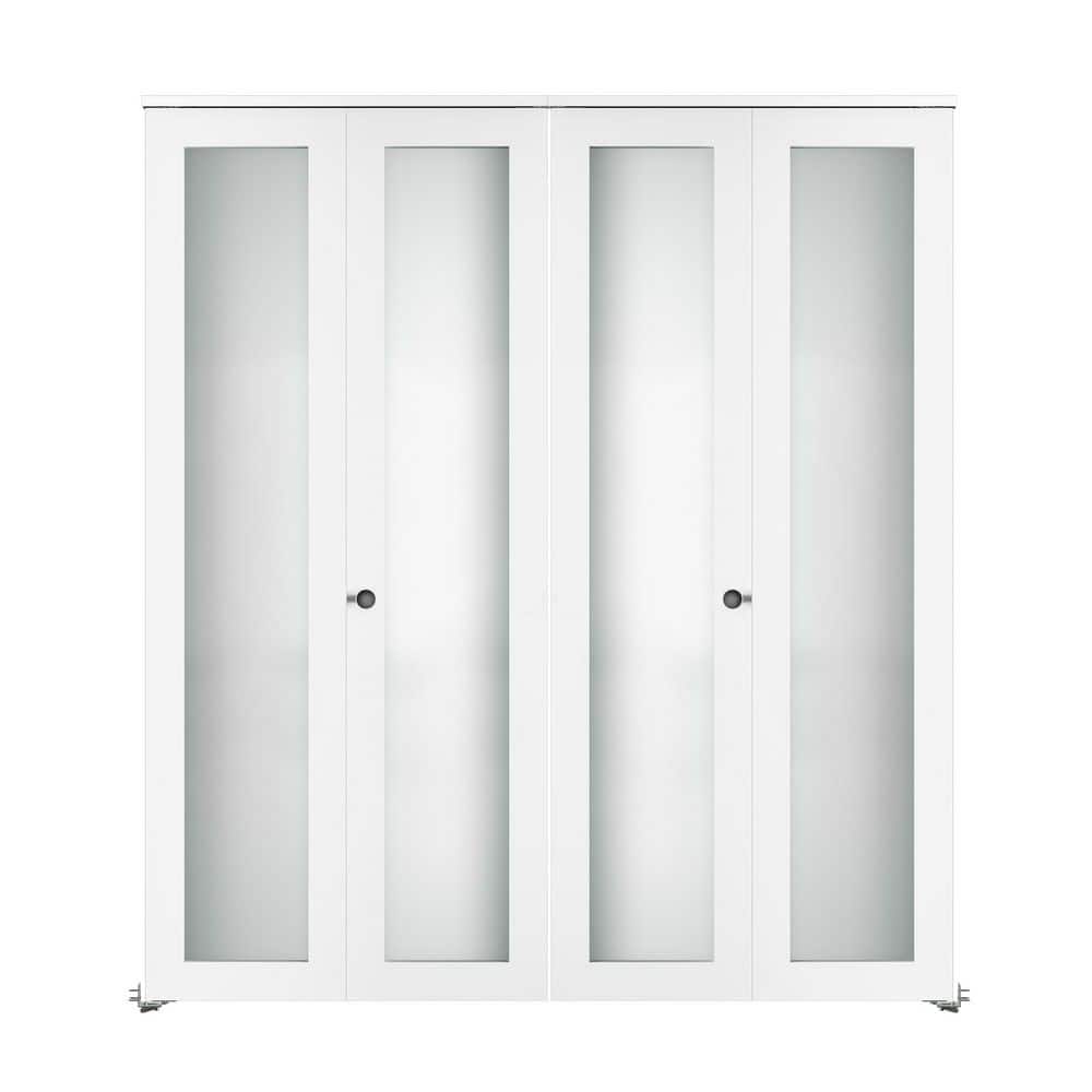 GOLDENPOLEY 48 in. x 78 in. (Double 24 in. )1-Lite Frosted Glass Solid ...