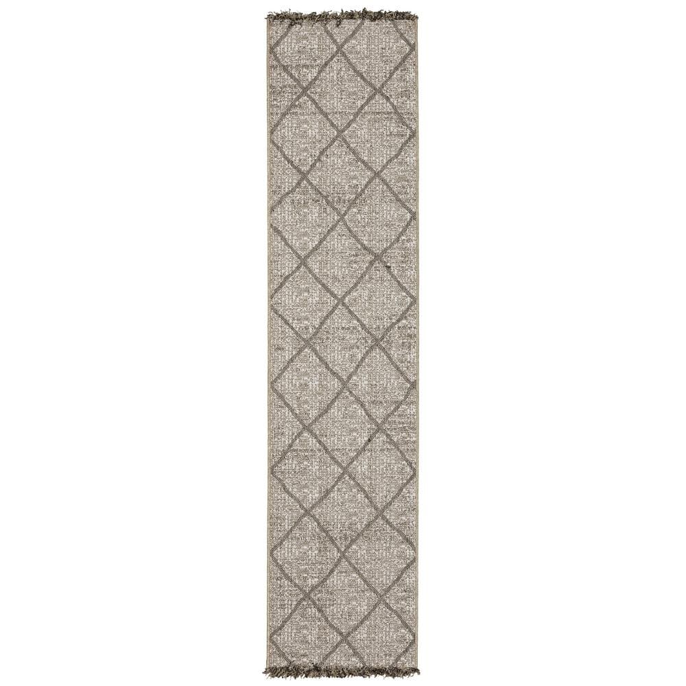 AVERLEY HOME Gables Beige 2 ft. x 8 ft. Large Geometric Diamond Trellis ...