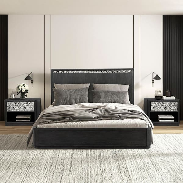 Furniture of America Hairin 3-Piece Ash Gray Wood Frame King Platform ...