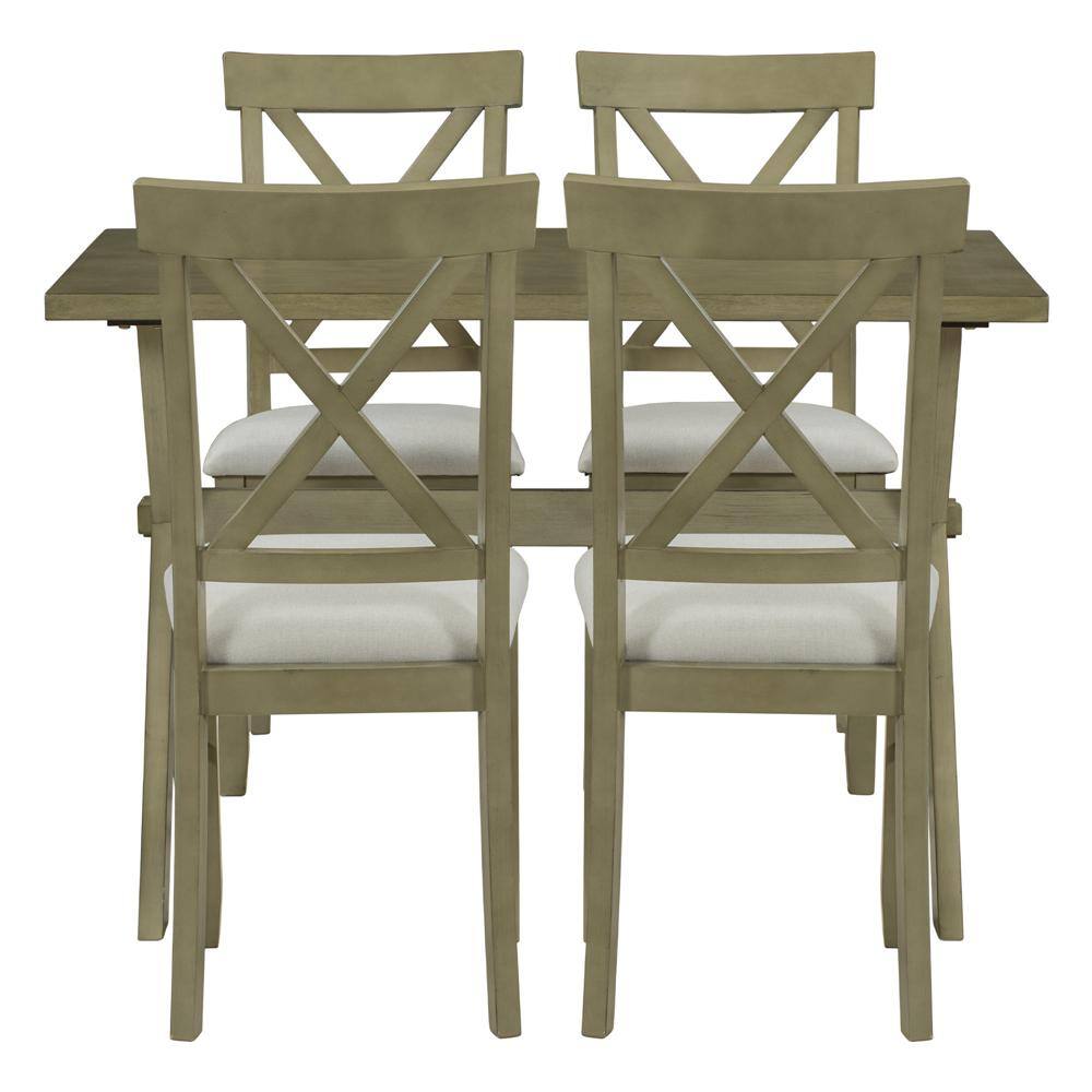 ATHMILE 5-Piece Green MDF Top Table Set (Seats-4) DDSH000160AAB - The ...