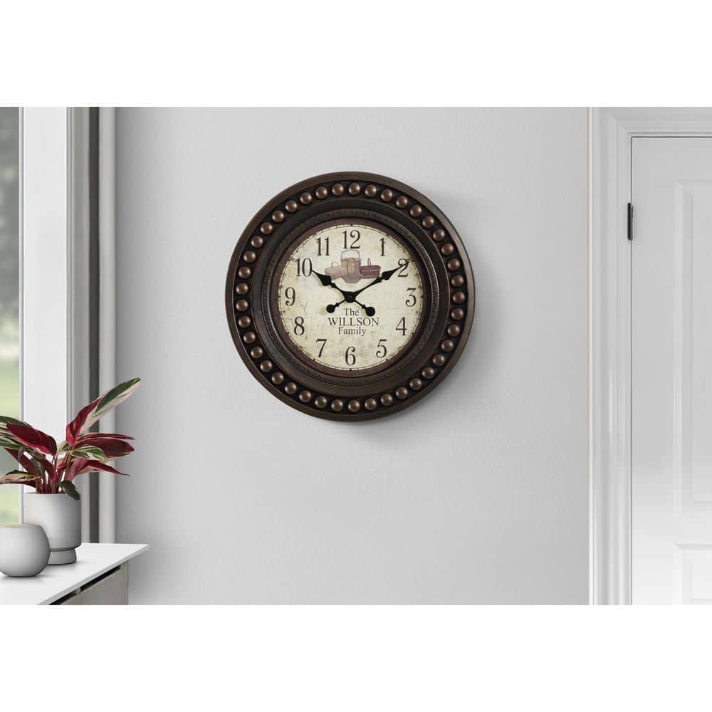 20 in. Round Transitional Antique Brown Analog Wall Clock CKJY2504-AB ...