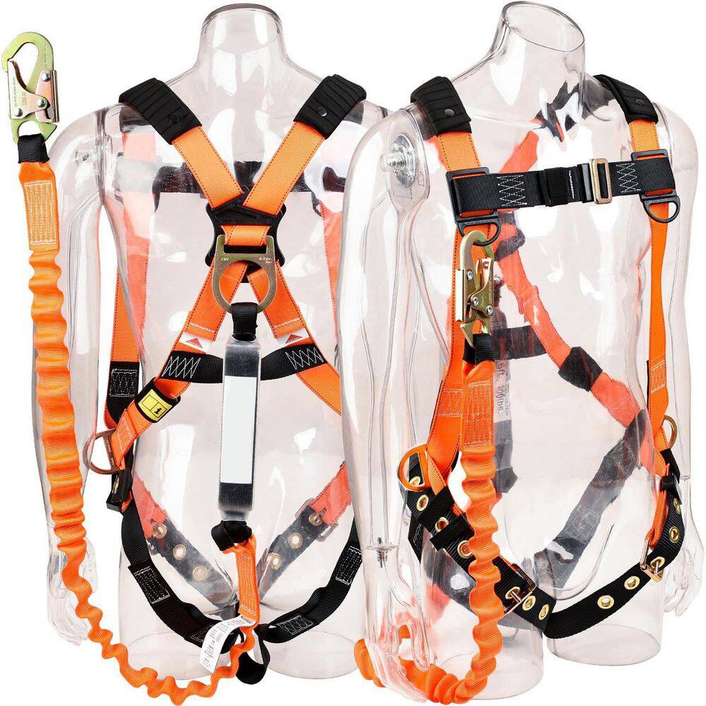 KIWDZFU Adjustable 3D-Ring Fall Protection Safety Harness with Shock ...