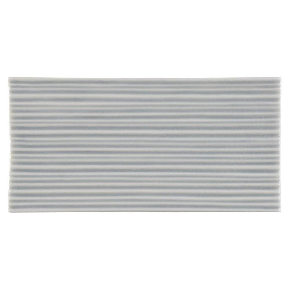 Ivy Hill Tile Delphi Sky Blue 4.33 in. x 0.51 in. Polished Glass Fluted ...