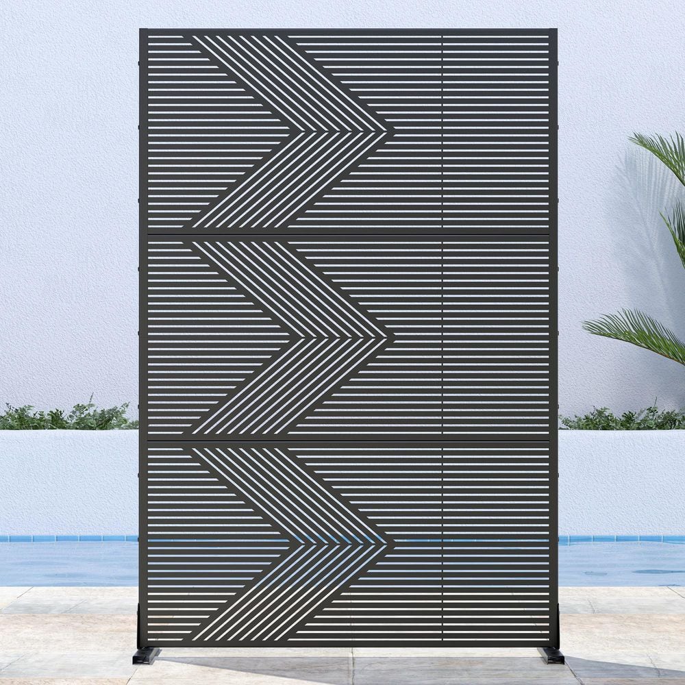 Lumioca 47 in. W x 71 in. H Black Diagonal V-Shaped Galvanized Sheet ...