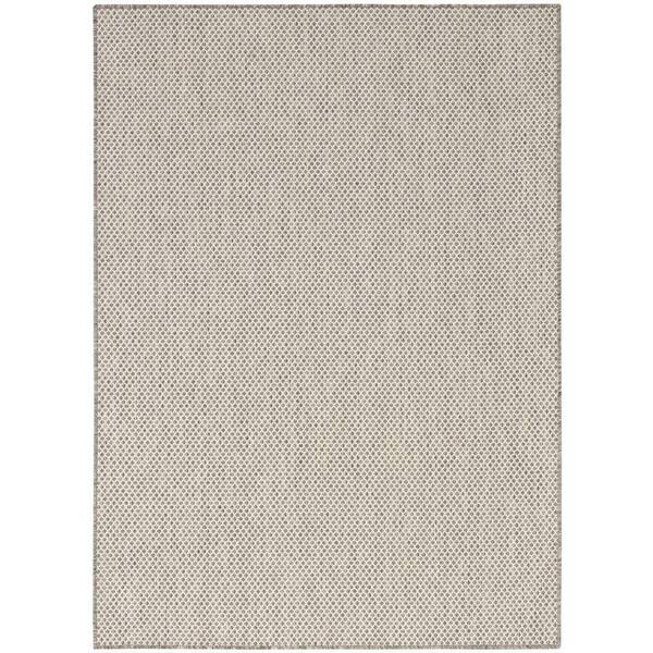 Nourison Courtyard Ivory Silver 6 ft. x 9 ft. Geometric Contemporary ...