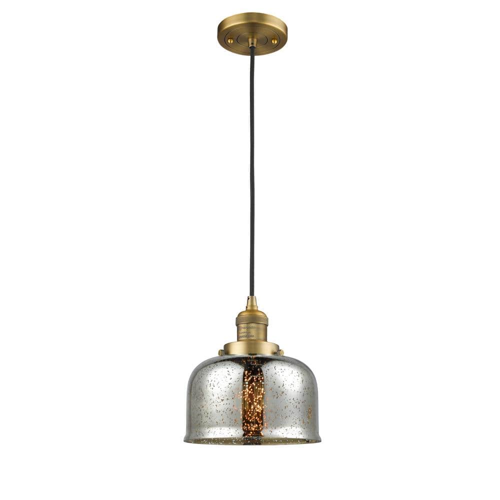 Innovations Bell 1-Light Brushed Brass Bowl Pendant Light with Silver ...