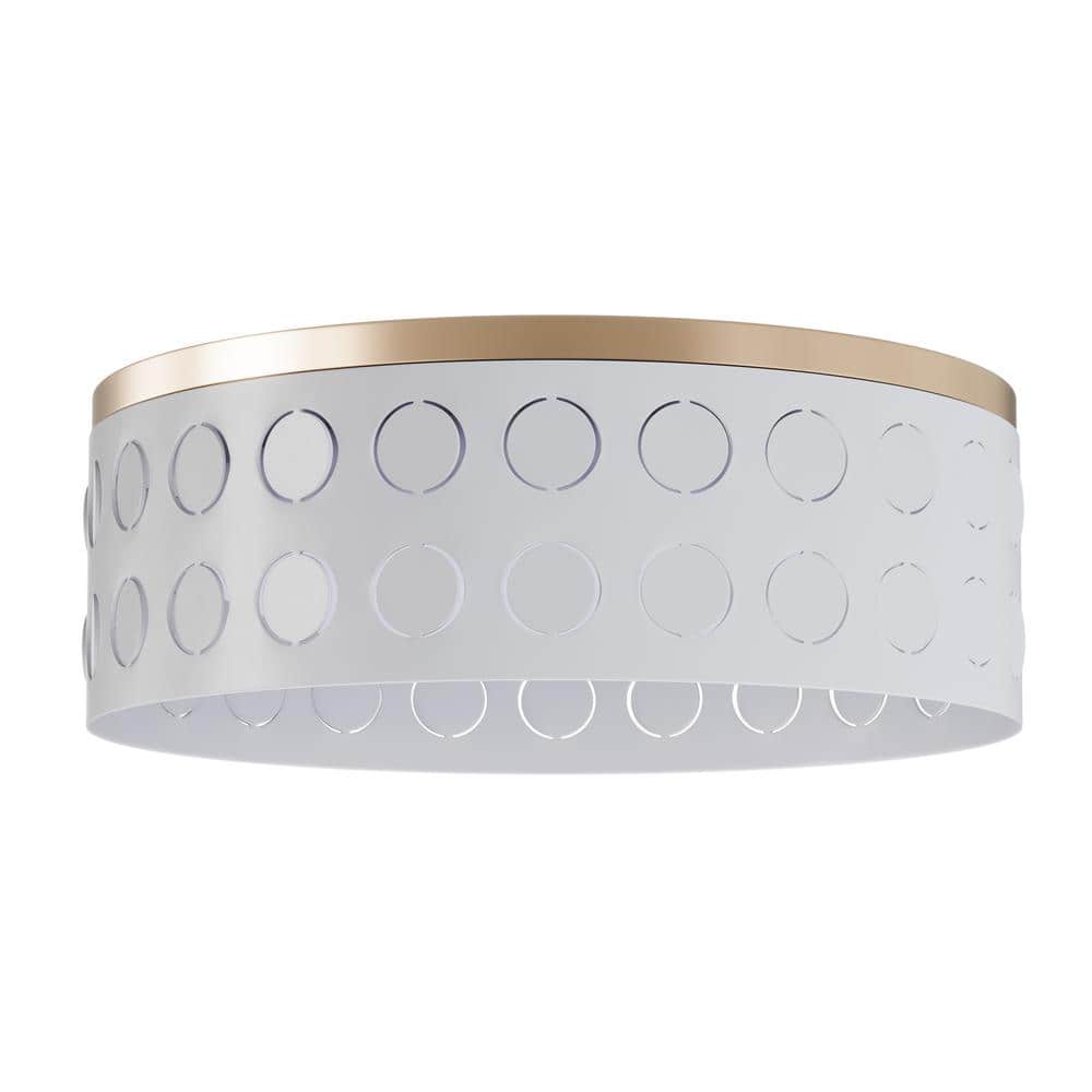 aiwen 15.7 in. 24-Watt 1-Light White Smart Drum Integrated LED Flush ...