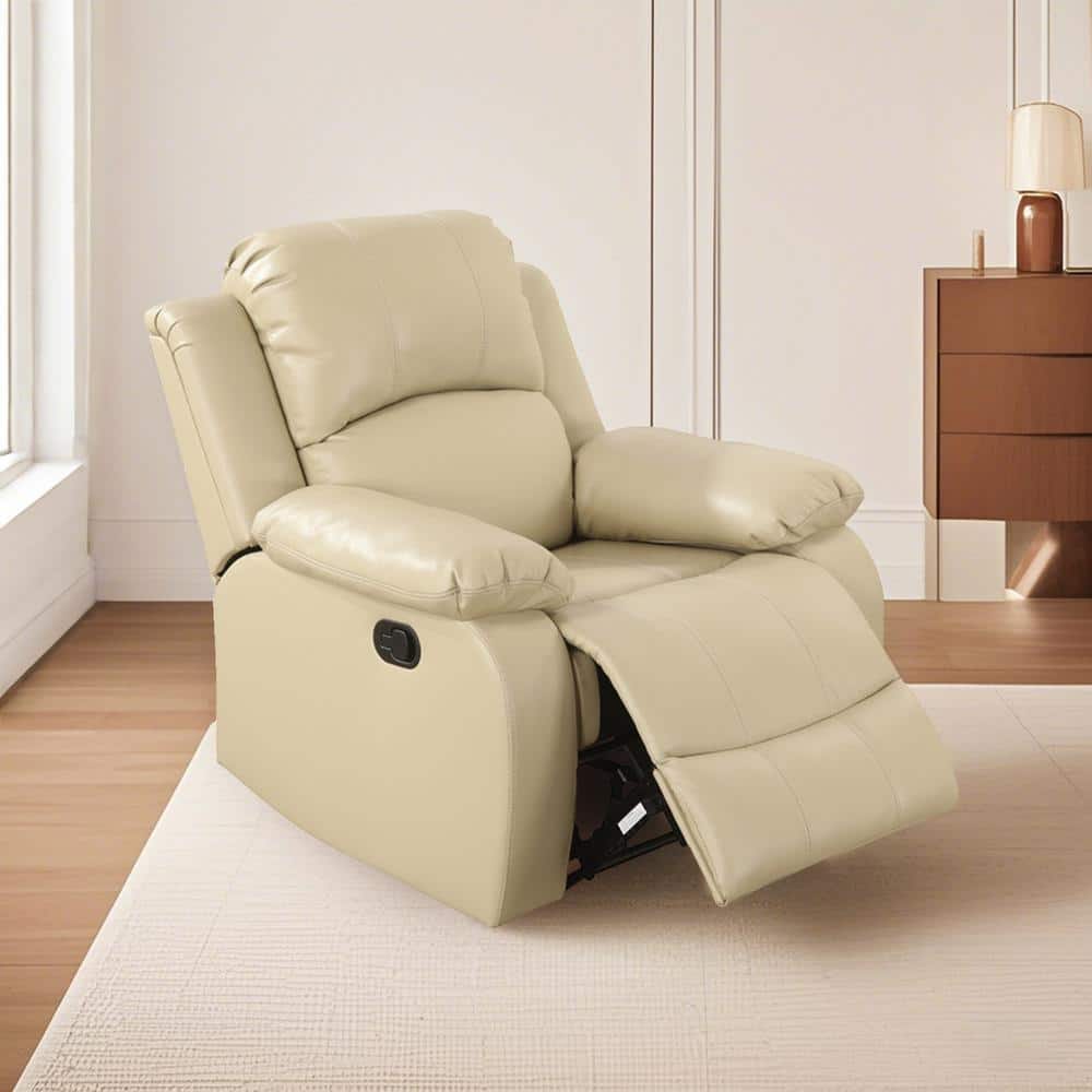 Bestier White PU Leather Recliner Chair Contempary Manual Reclining ...
