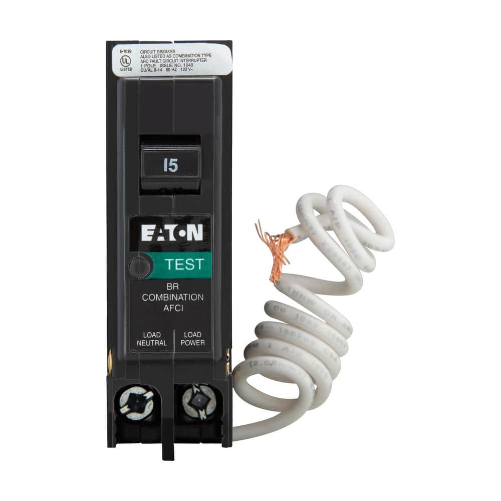 Eaton 15 Amp 120-Volt, Single-Pole AFCI Circuit Breaker Type BR Pigtail ...