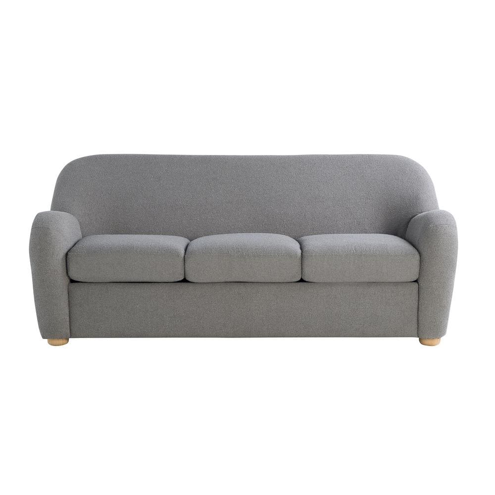 Gleason 76 in. Round Arm Polyester Rectangle Sofa in Grey 133A023GRY ...
