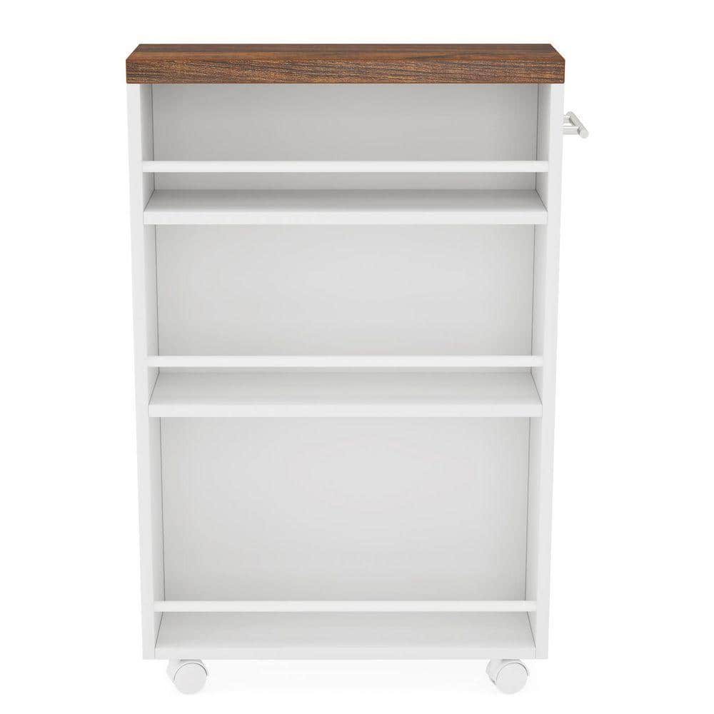 Flynama 20 in.4-Tier Slim Storage Cart in Brown and White,Rolling ...