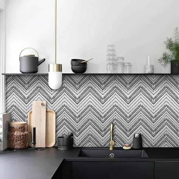 Black Boho Geometric Contact Paper Peel and Stick Wallpaper Roll Set of ...