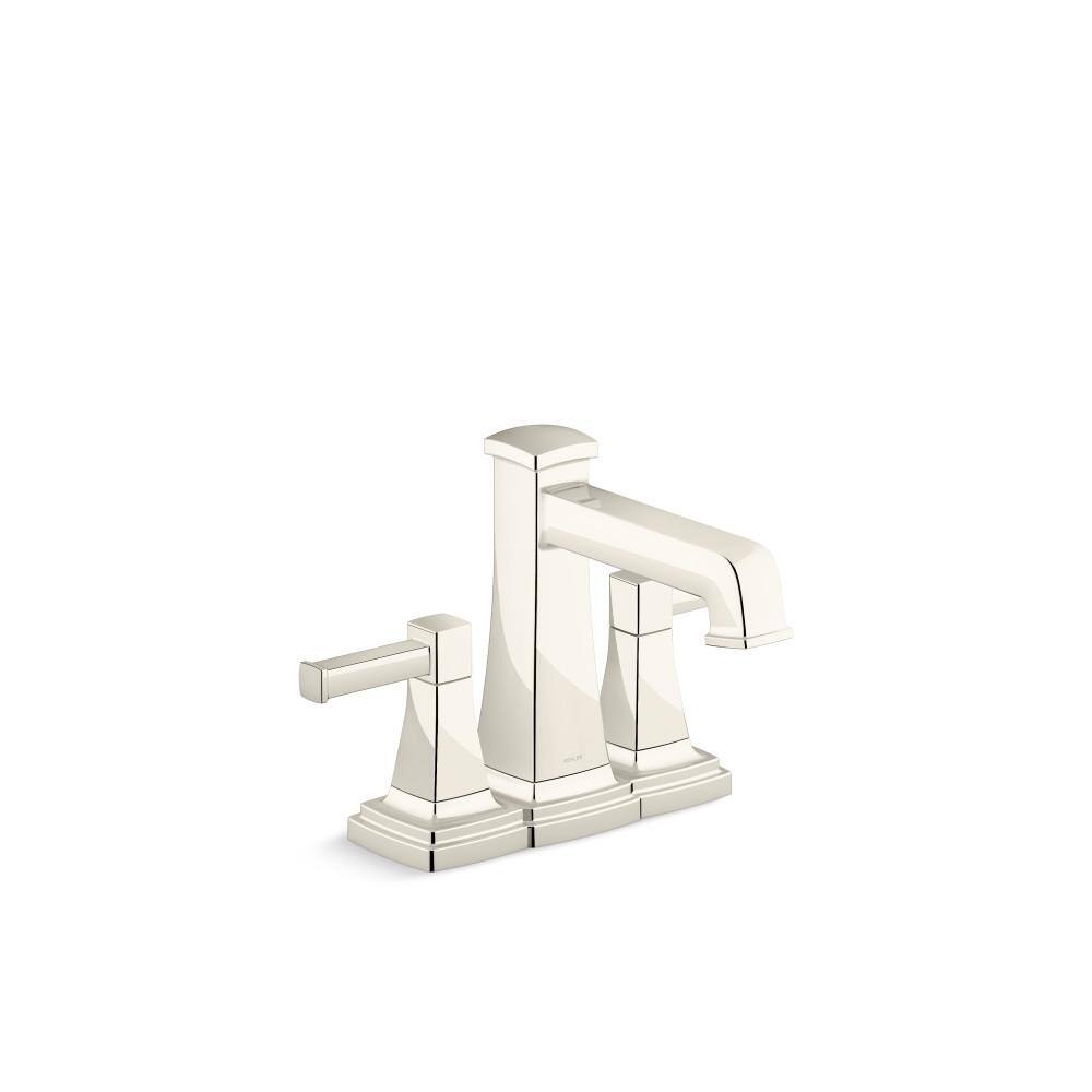 KOHLER Riff 4 in. Centerset Double Handle 0.5 GPM Bathroom Sink Faucet in Vibrant Polished ...