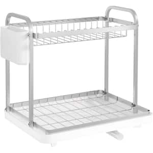 2-Tier Dish Rack Drying with Drainboard & Cutlery Holder Organizers ...