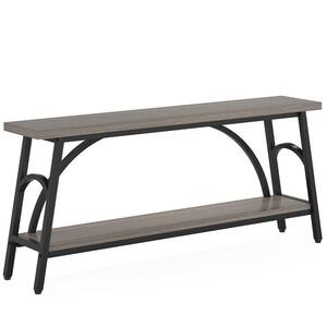VECELO Modern Narrow Console Tables 70.8 in. L Rectangle Wood Console ...