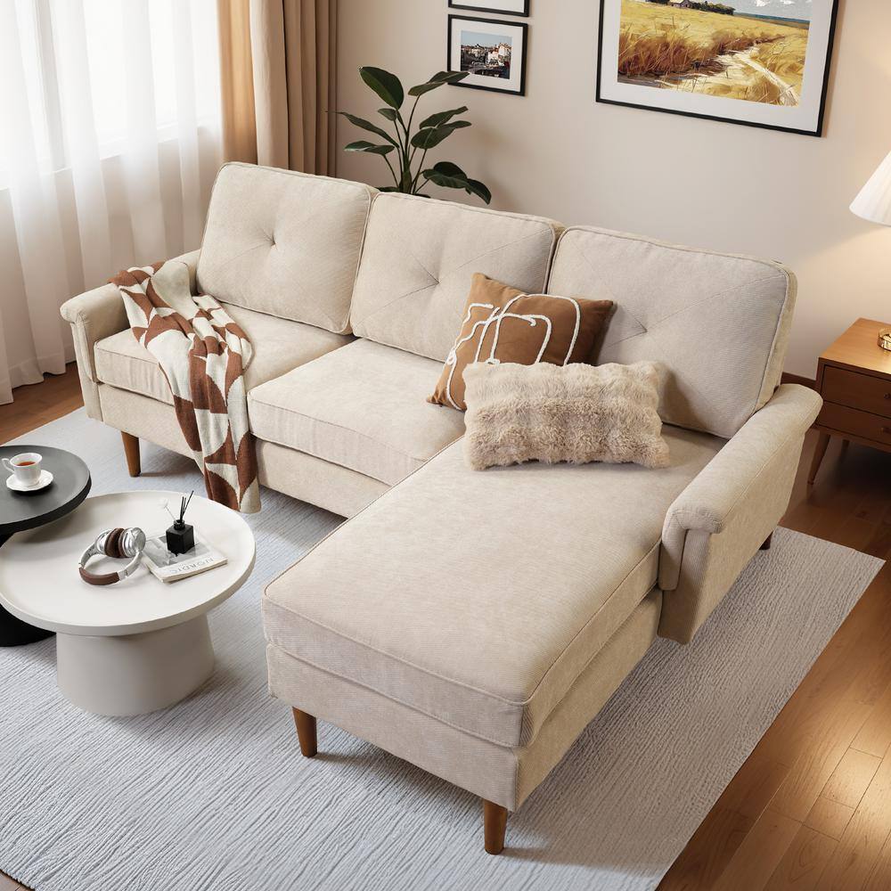 Allwex Zephyr 87 in. Straight Arm 2-Piece Polyester Modern L-shape ...