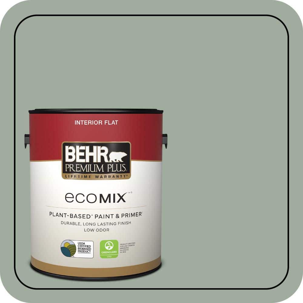 BEHR PREMIUM PLUS 1 gal. #PPU11-15 Green Balsam Flat EcoMix Plant-Based ...