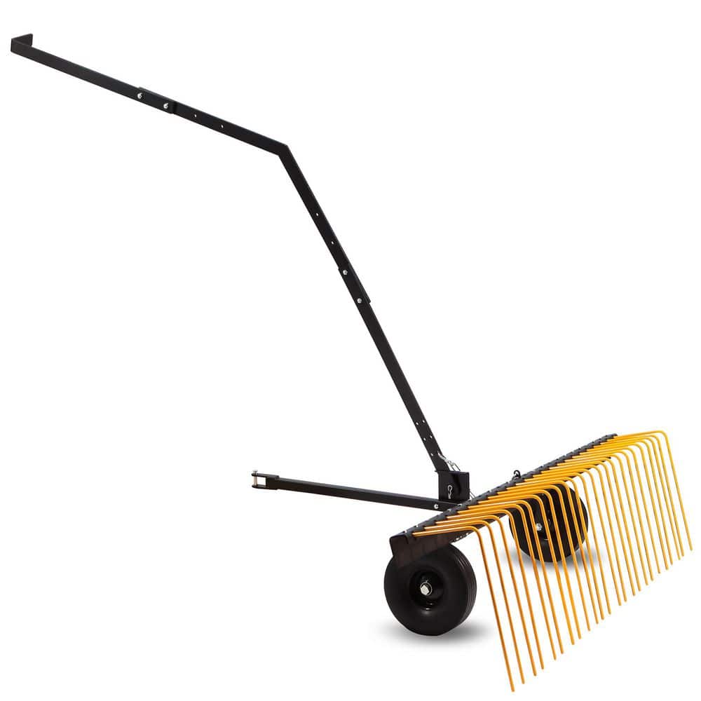 Wildaven 60 in. Heavy-Duty Steel Landscape ATV Pine Straw Rake with Pin ...