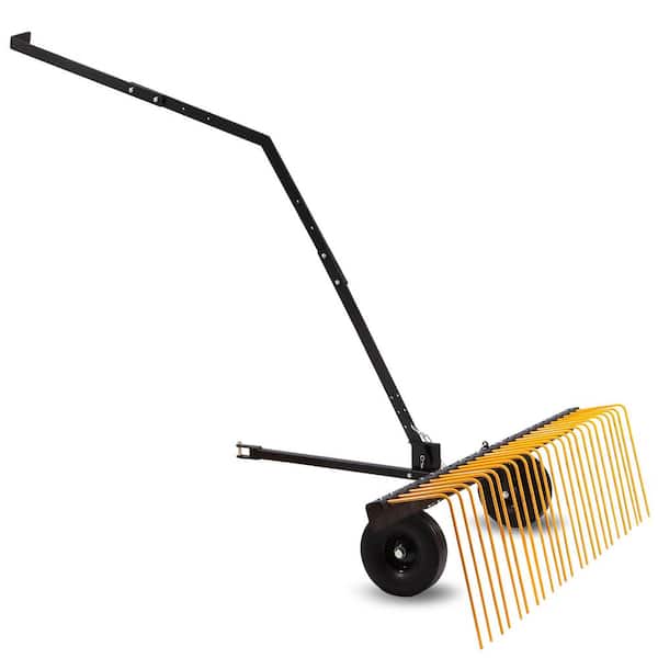 Wildaven 60 in. Heavy-Duty Steel Landscape ATV Pine Straw Rake with Pin ...