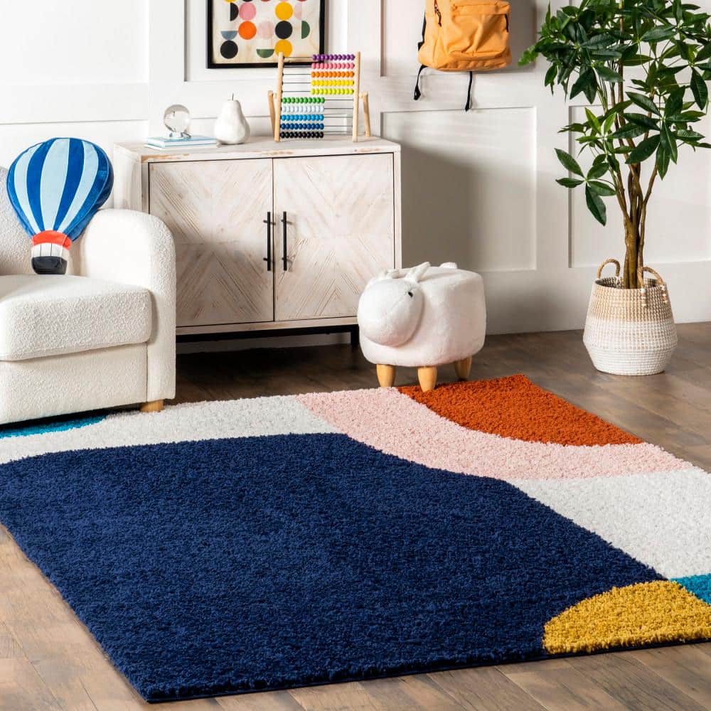 nuLOOM Ellyn Blue 5 ft. x 8 ft. Abstract Shag Area Rug OZEZ08A-508 ...