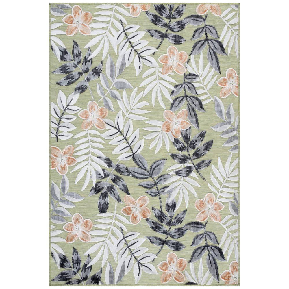 SAFAVIEH Cabana Olive/Gray 8 ft. x 10 ft. Botanical Floral Indoor ...