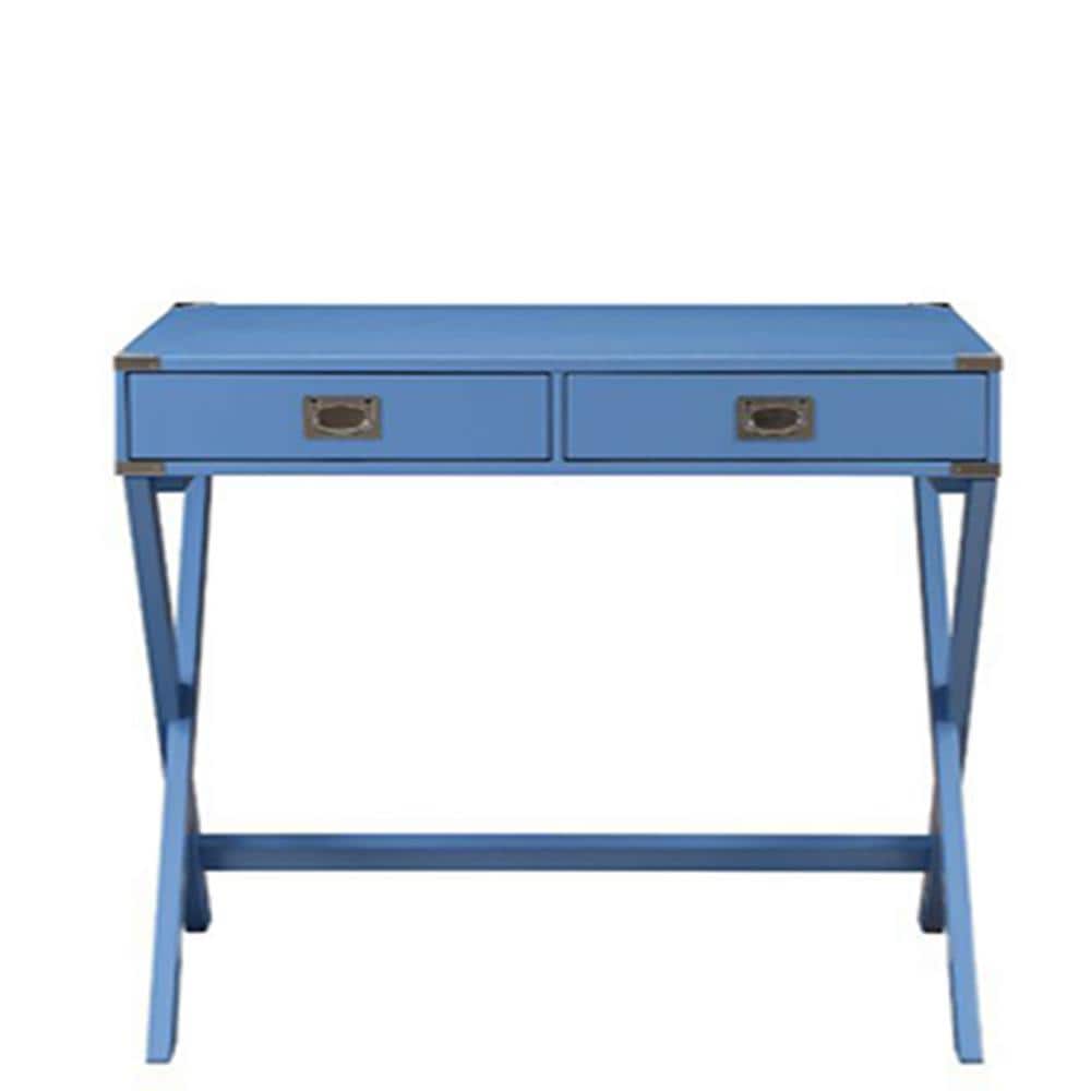 42 in. Retangular Blue Wood Writing Desk LC-953170 - The Home Depot