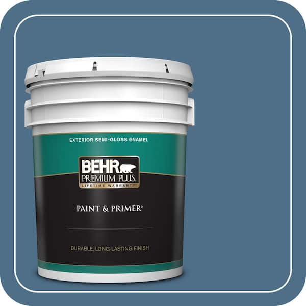 BEHR PREMIUM PLUS 5 gal. #570D-6 Neptune Blue Semi-Gloss Enamel ...