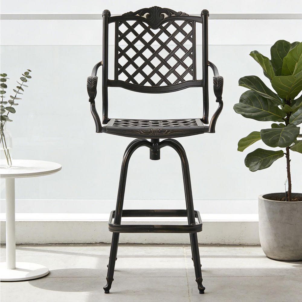 Coporesell Copper Cast Aluminum Swivel Outdoor Patio Bar Stool ...