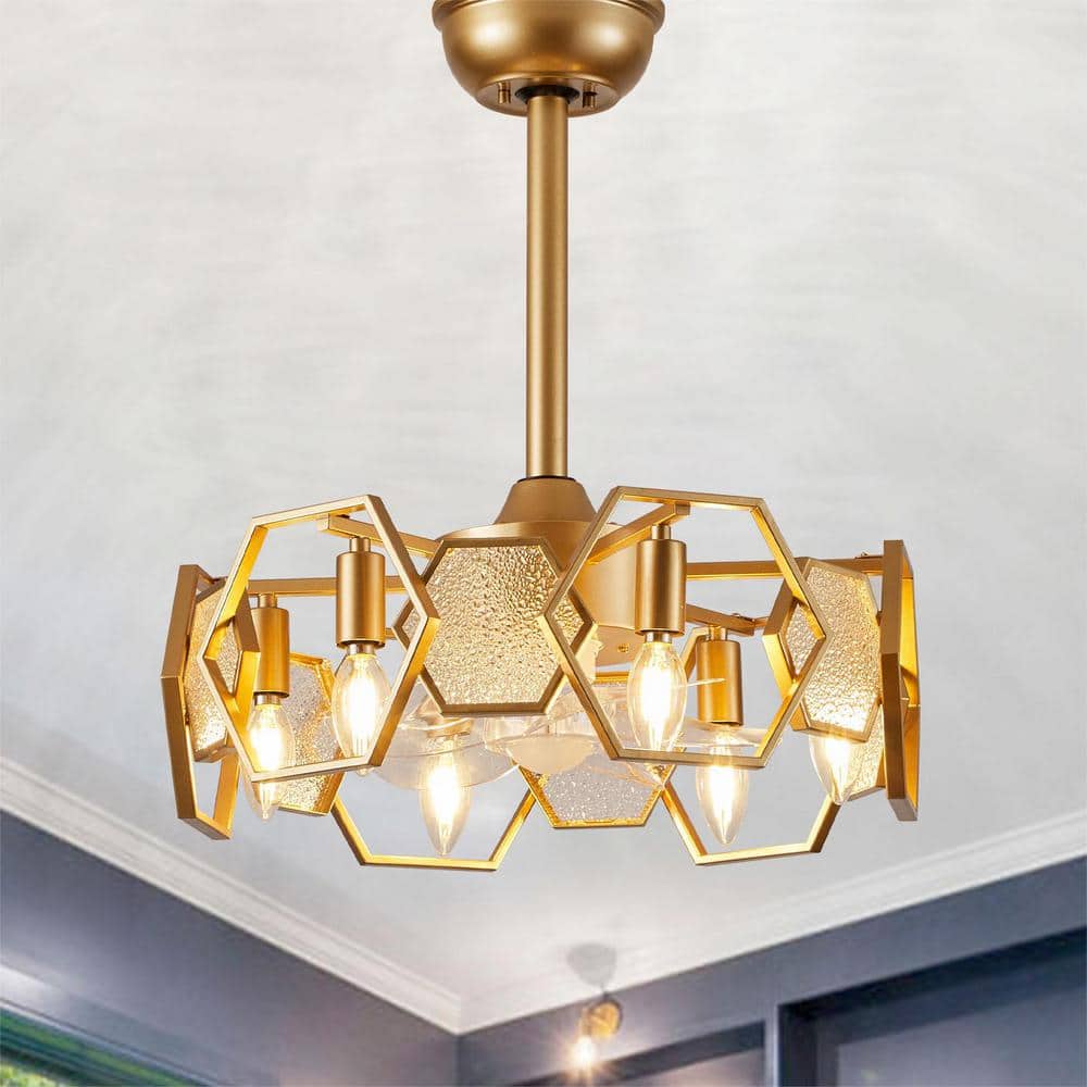 Oaks Aura Lorre 19 in. Indoor Gold Futuristic Tech Style Ceiling Fan ...