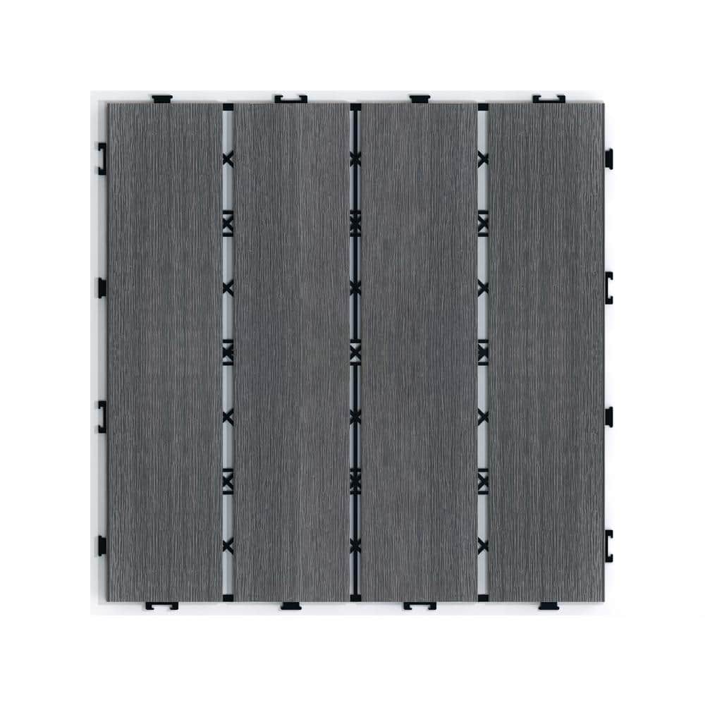 DENISLAWN Wood-Plastic Composite Patio Deck Tiles, 12 in. x 12 in ...