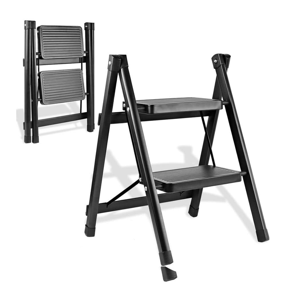 Justincity 2-Step Folding Ladder-Step Stool for Kitchen Closet Garage ...