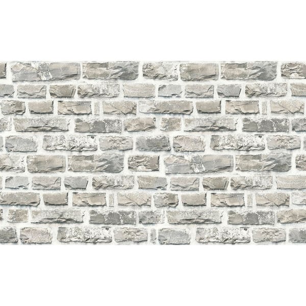 Bricks and More Collection Whitewash Stone Brick Matte Finish Vinyl on ...