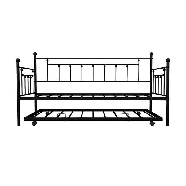 YOFE Black Metal Frame Standard Twin Daybed and Trundle Set CamyBK ...