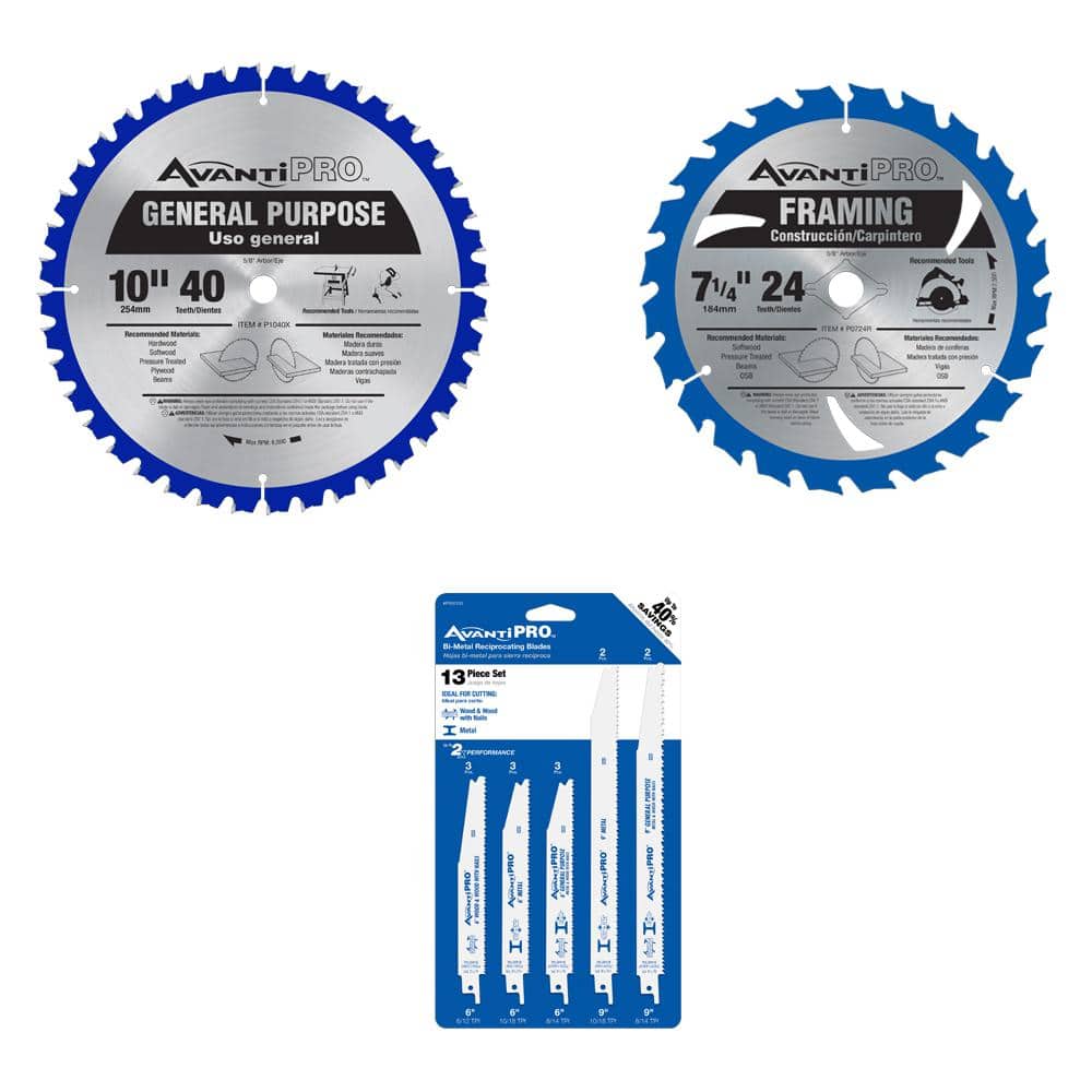 Avanti Pro 7-1/4 in. x 24 Tooth Saw Blade, 10 in. x 40 Tooth Saw Blade ...