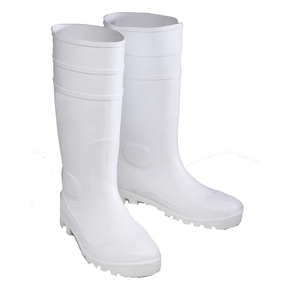 Enguard Size 8 White PVC Steel Toe Boots EGSTW-8 - The Home Depot