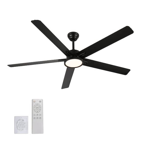 LINJO 66 in. Black 5 Aluminium Blades Downrod Standard Ceiling Fan with ...