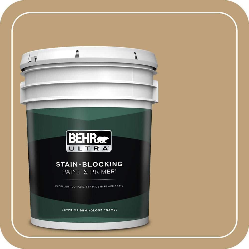 BEHR ULTRA 5 gal. #PMD-50 Winter Wheat Semi-Gloss Enamel Exterior Paint ...