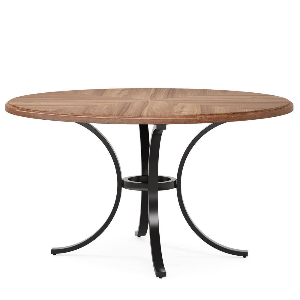 BYBLIGHT Roesler Vintage Brown Engineered Wood 47.2 in. Pedestal Round ...